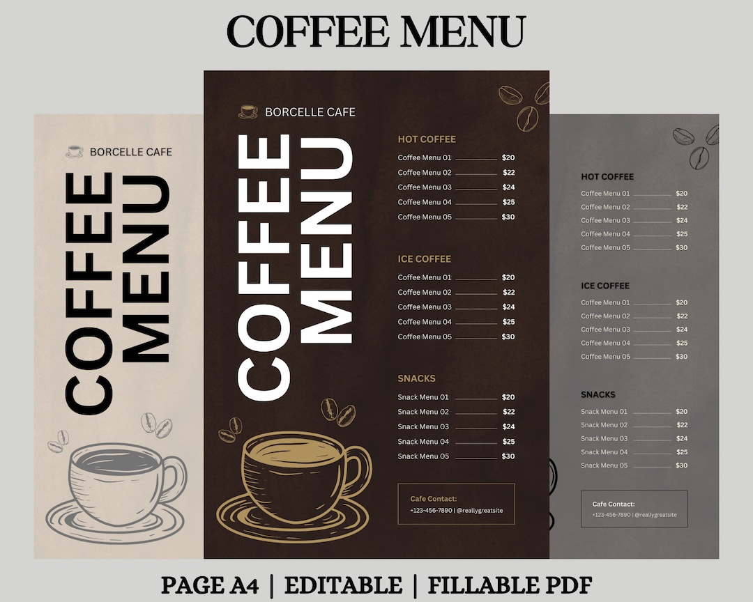 Coffee Menu Template, Coffee Bar Sign, Coffee Sign, Restaurant Menu ...
