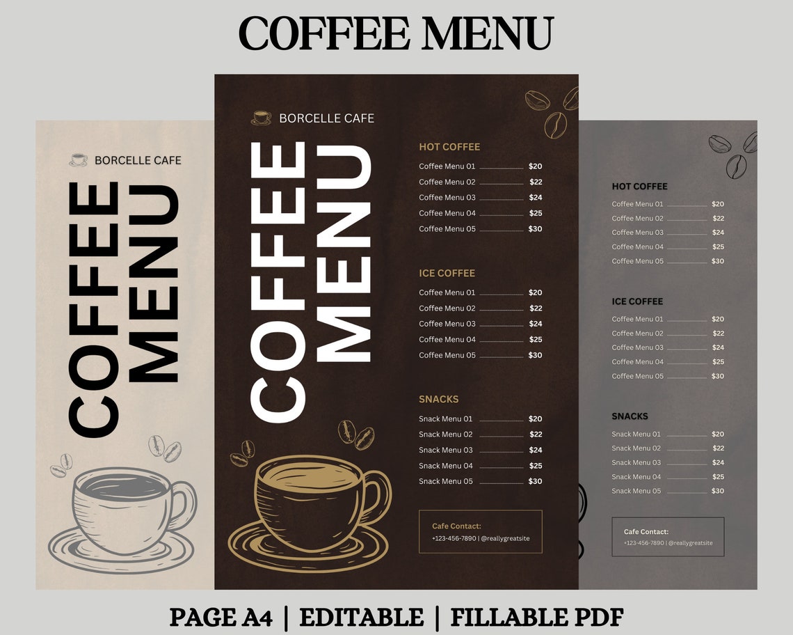 Coffee Menu Template, Coffee Bar Sign, Coffee Sign, Restaurant Menu ...