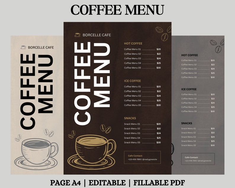 Coffee Menu Template, Coffee Bar Sign, Coffee Sign, Restaurant Menu ...