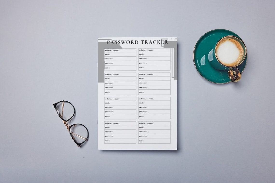 Password Tracker, Printable Password Log & Organizers, Password ...