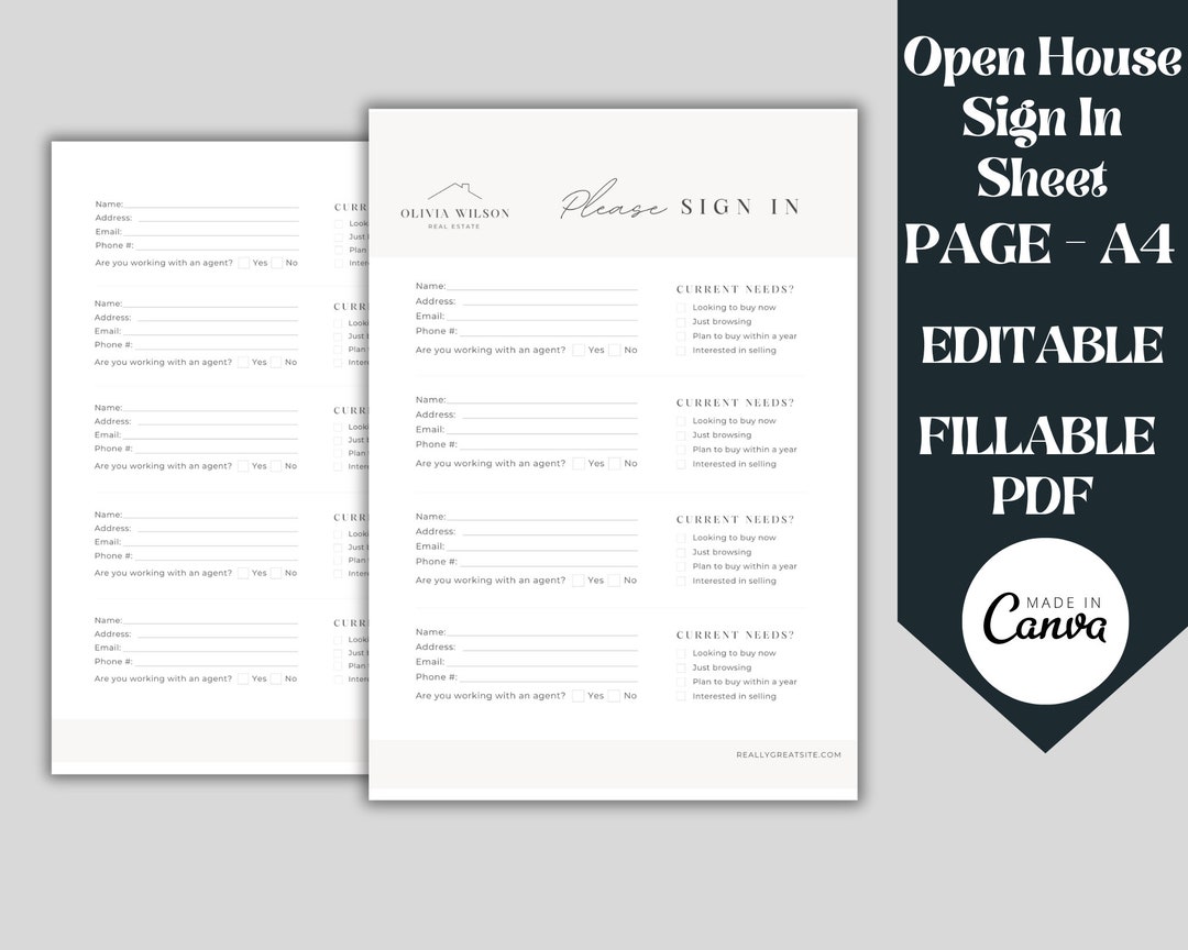 Sign in Sheet, Open House, Open House Flyer, Open House Form, Welcome ...