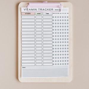 Vitamin Tracker Printable, Fitness and Health Planner, Vitamin İntake ...