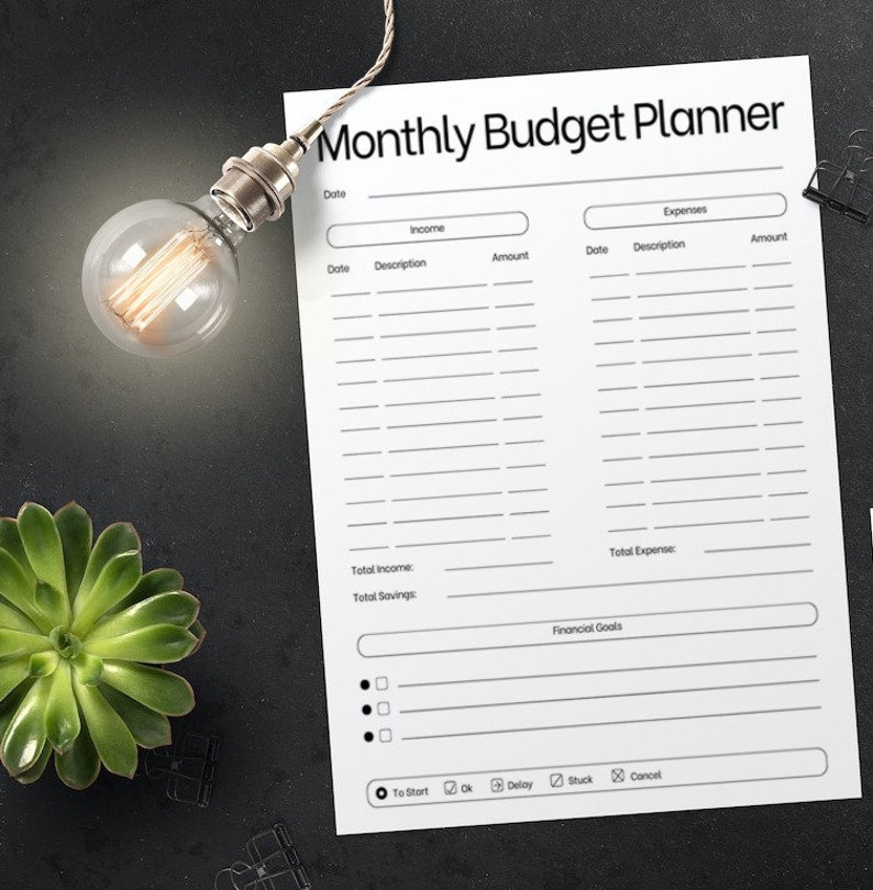 Monthly Budget Planner Printable & Fillable PDF, Budget Tracker ...