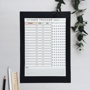 Vitamin Tracker Printable, Fitness and Health Planner, Vitamin İntake ...