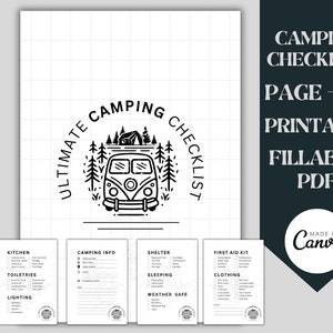 Camping Checklist, Camping Planner, Printable Checklist, Packing ...