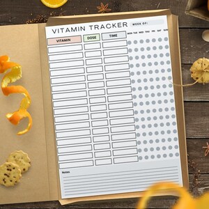 Vitamin Tracker Printable, Fitness and Health Planner, Vitamin İntake ...