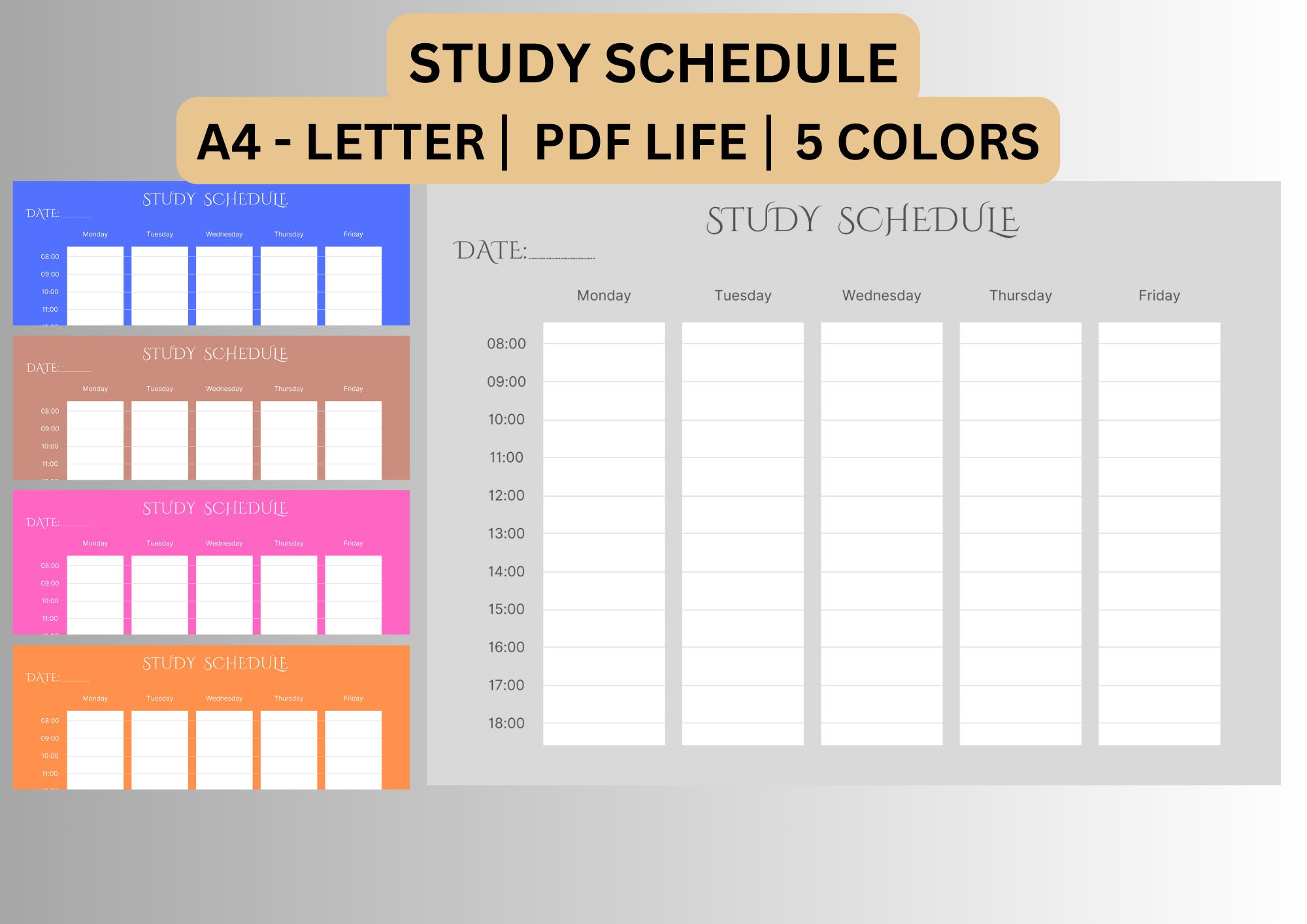 Minimalist Revision Timetable Printable Set, Hourly Agenda, Weekly ...