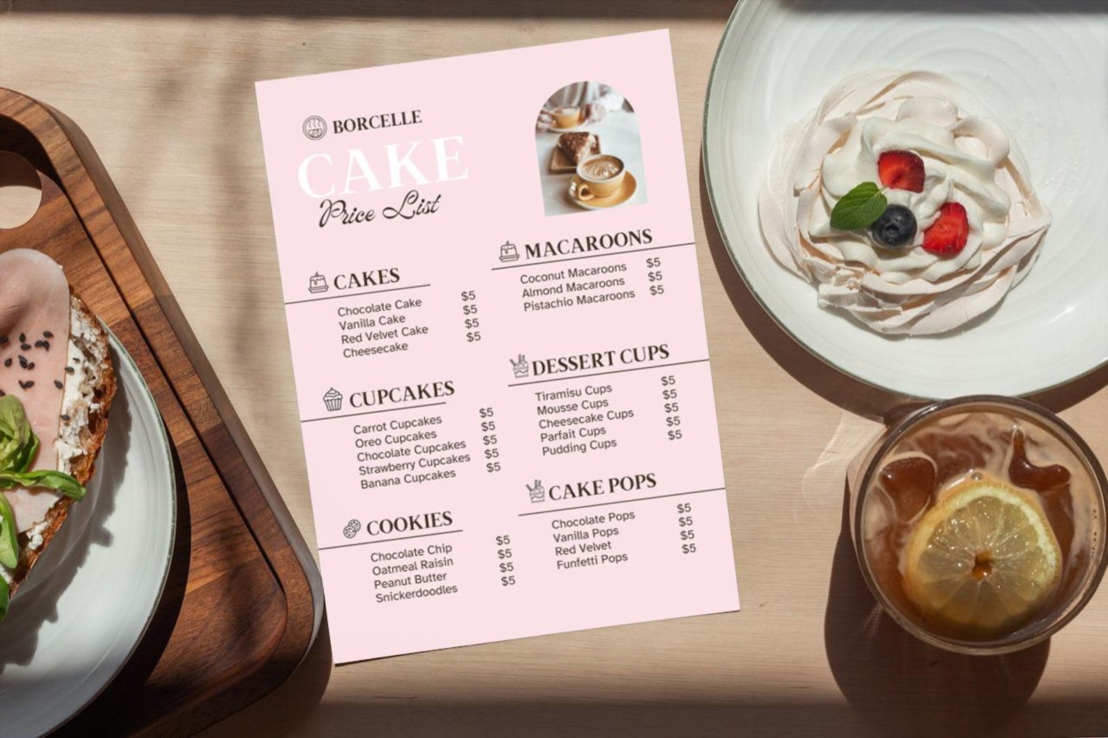 Cake Price List, Price List Template, Template Canva, Bakery Menu, Cake ...