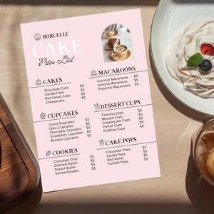 Cake Price List, Price List Template, Template Canva, Bakery Menu, Cake ...