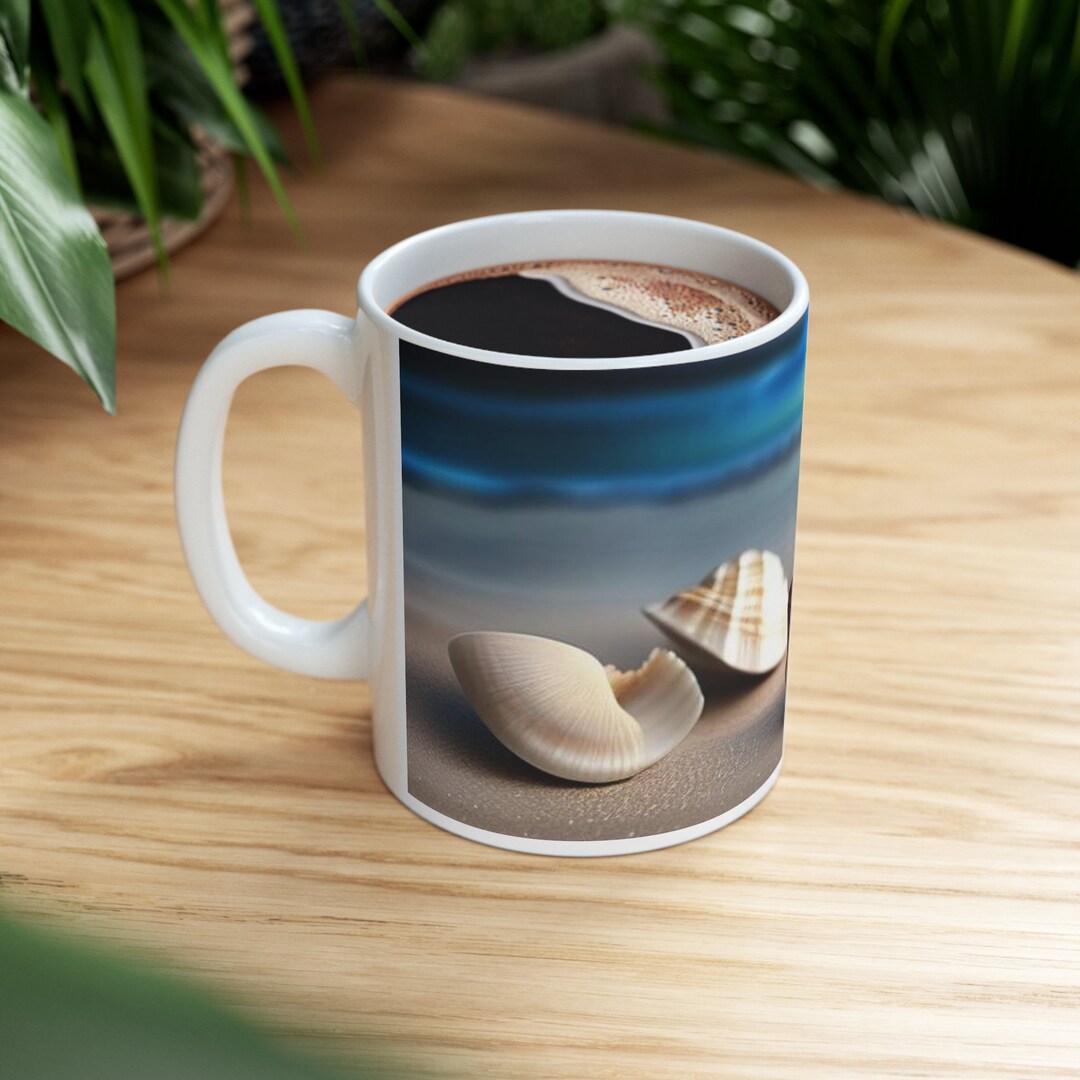Cracked Wall Beach Sea Shells Ceramic Mug 11oz Sip in - Etsy