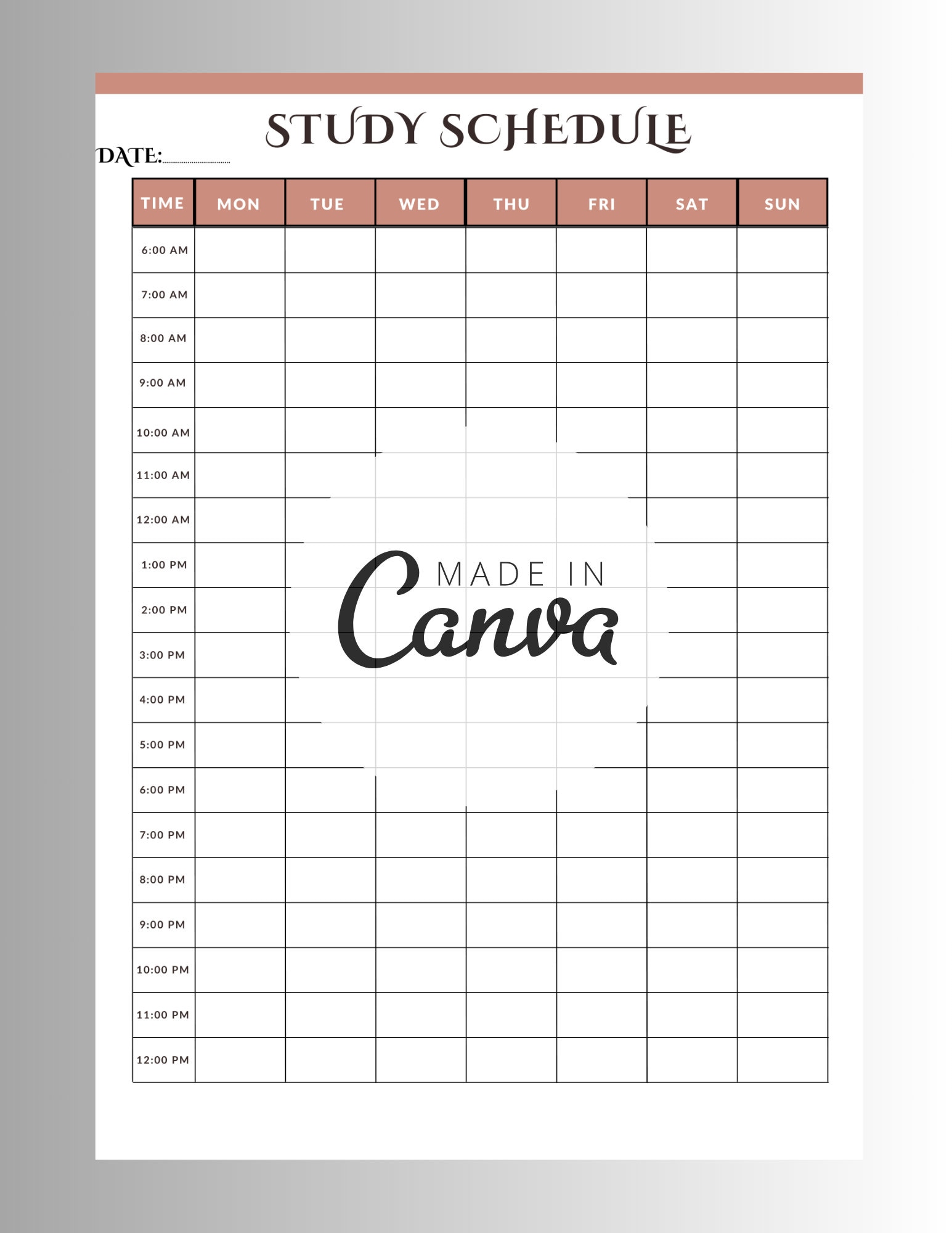 Minimalist Revision Timetable Printable Set, Hourly Agenda, Weekly ...