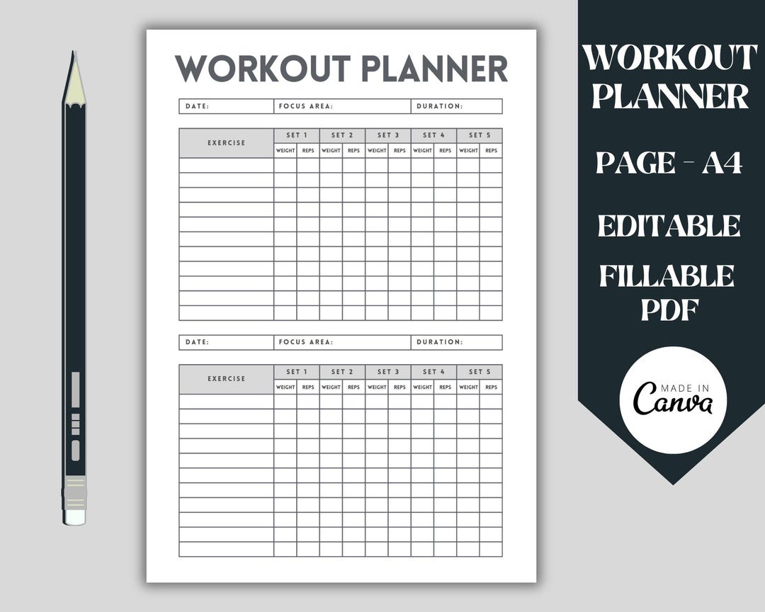 Workout Planner | Fitness Planner | Workout Tracker | Fitness Journal ...