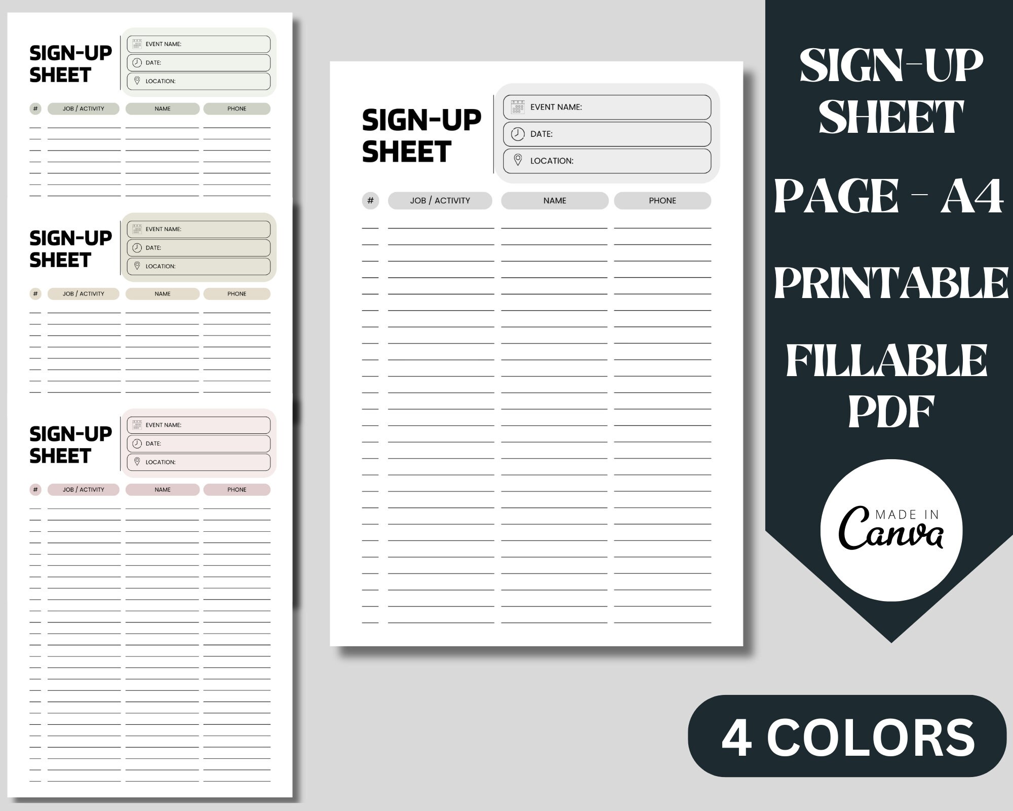 Sign up Sheet, Sign in Sheet, Potluck Sign Up, Food Sign up Sheet ...