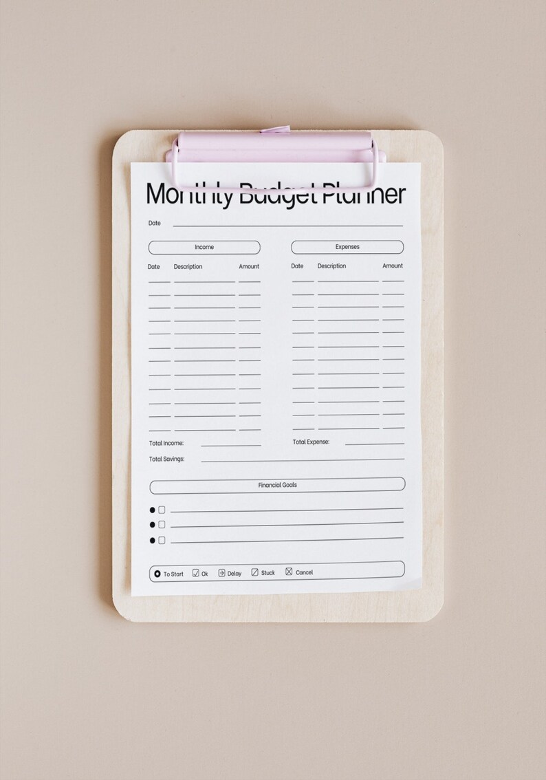 Monthly Budget Planner Printable & Fillable PDF, Budget Tracker ...