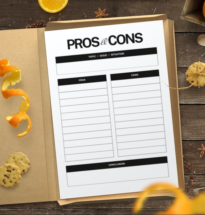 Pros and Cons List, Pros and Cons, Decision Making, Decision Maker ...