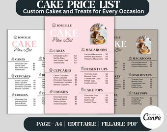 Editable Bakery Price List Template! - Etsy