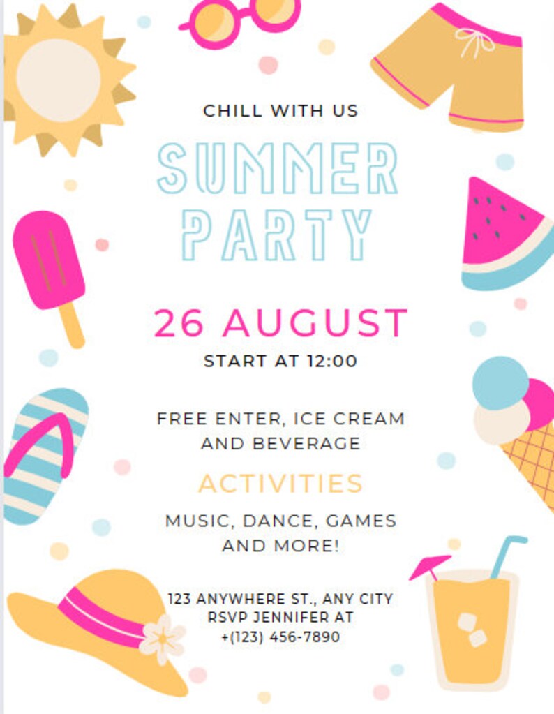 Fun Summer Party Invitation - Etsy