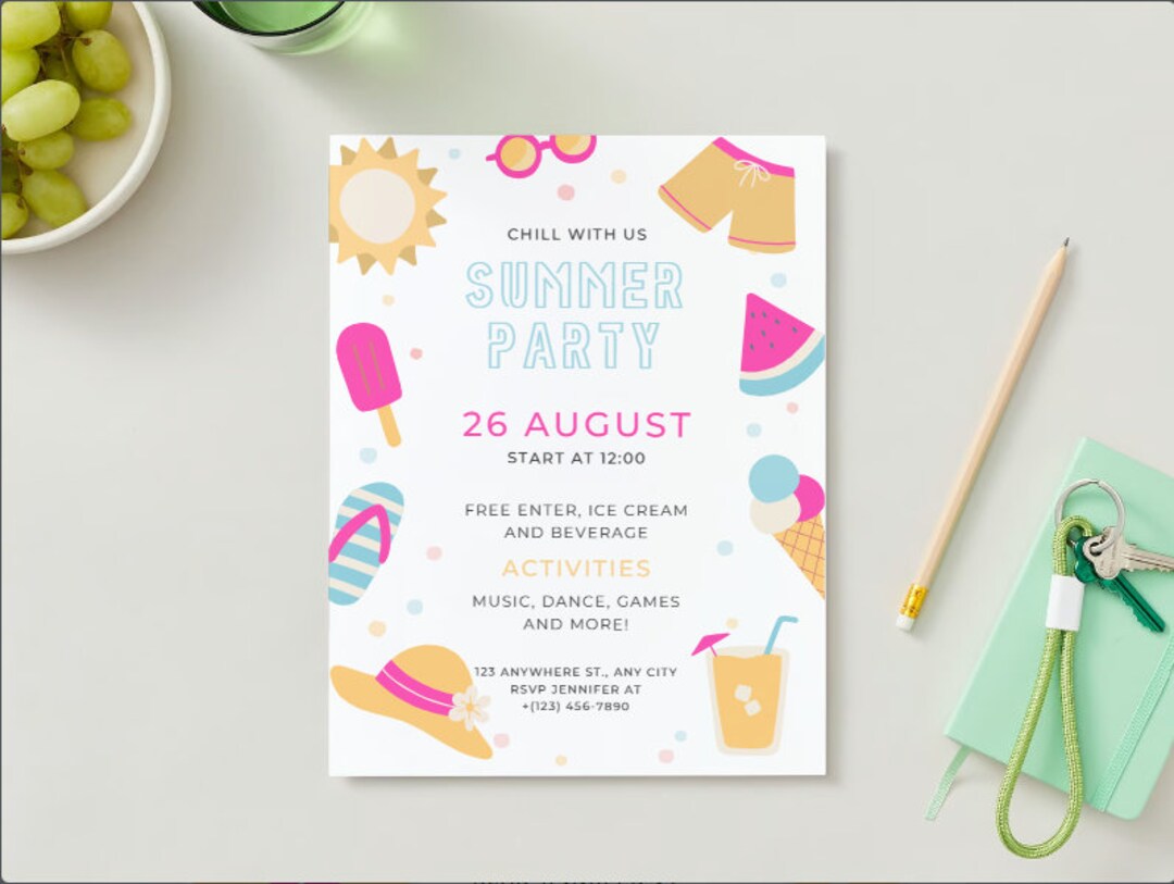 Fun Summer Party Invitation - Etsy