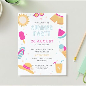 Fun Summer Party Invitation - Etsy