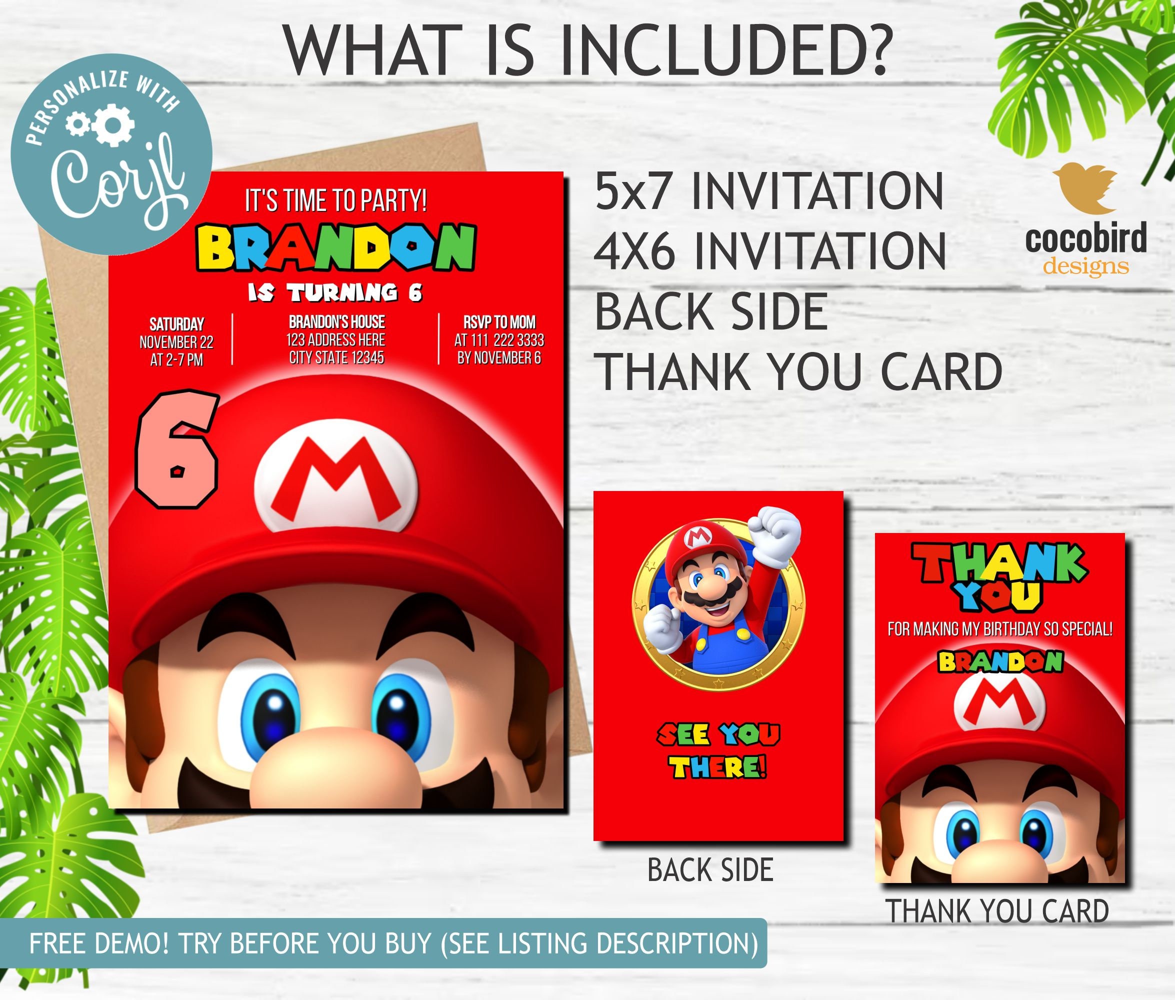 Invitación de Mario / Invitación de cumpleaños de Super Mario ...