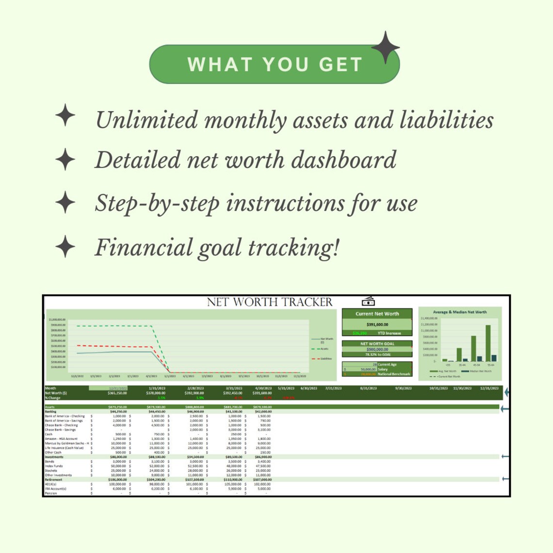 Net Worth Dashboard, Net Worth Tracker, Monthly Net Worth Tracker, FIRE ...
