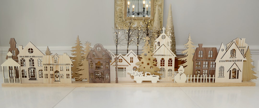 Christmas Town Centerpiece (set of 3 Holiday Villages) - Etsy