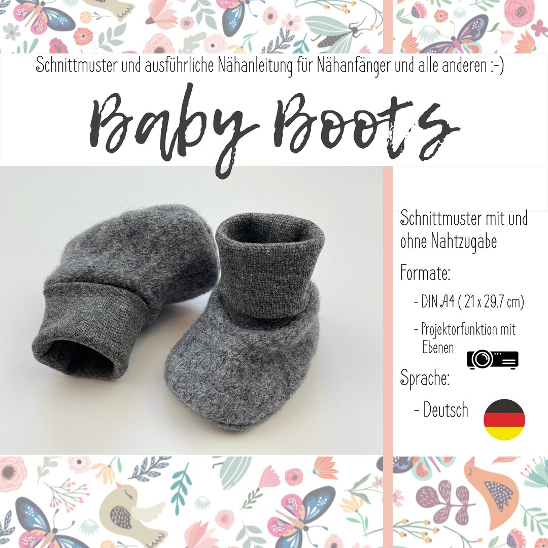 Baby Boots | Sewing Pattern and Instructions | Made From Boiled Wool or ...