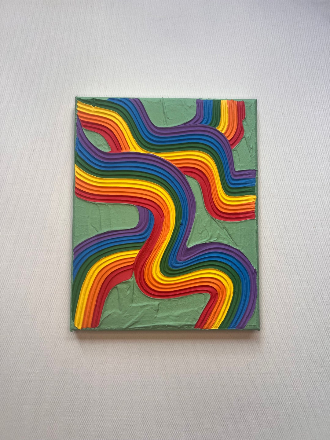 Rainbow Pride Textured Wall Art, Colorful Plaster Art on Canvas (8x10 ...