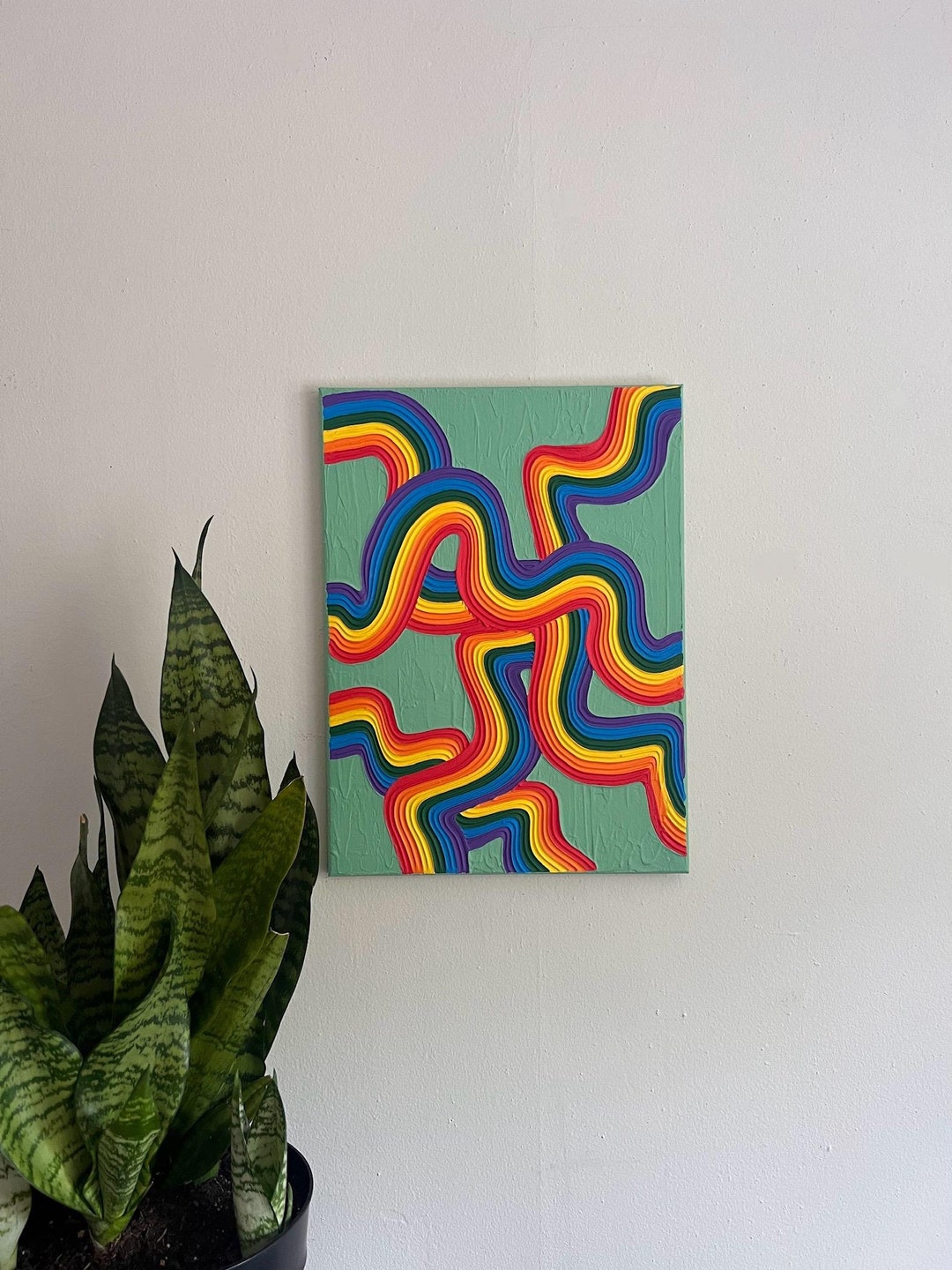 Rainbow Pride Textured Wall Art, Colorful Plaster Art on Canvas (12x16 ...