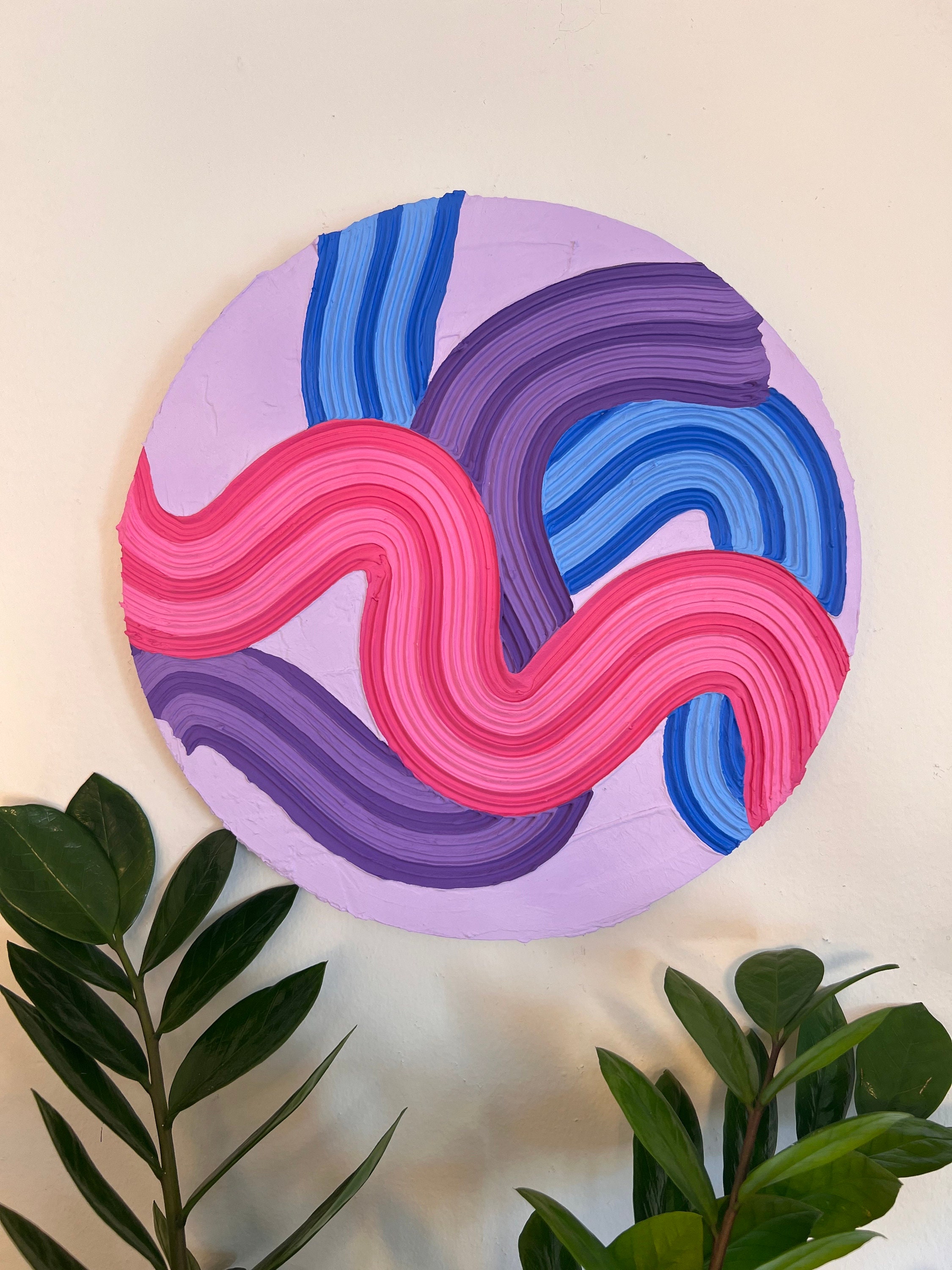 Bisexual Pride Flag Textured Wall Art, Colorful Abstract Painting on ...