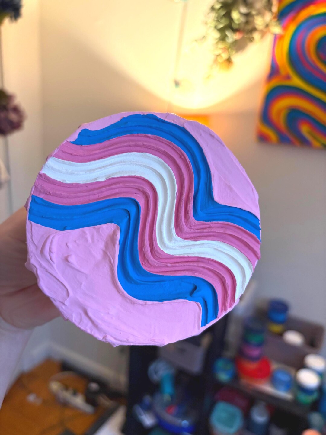Mini Trans Pride Textured Painting, 4x4 Canvas W/ Mini Easel - Etsy