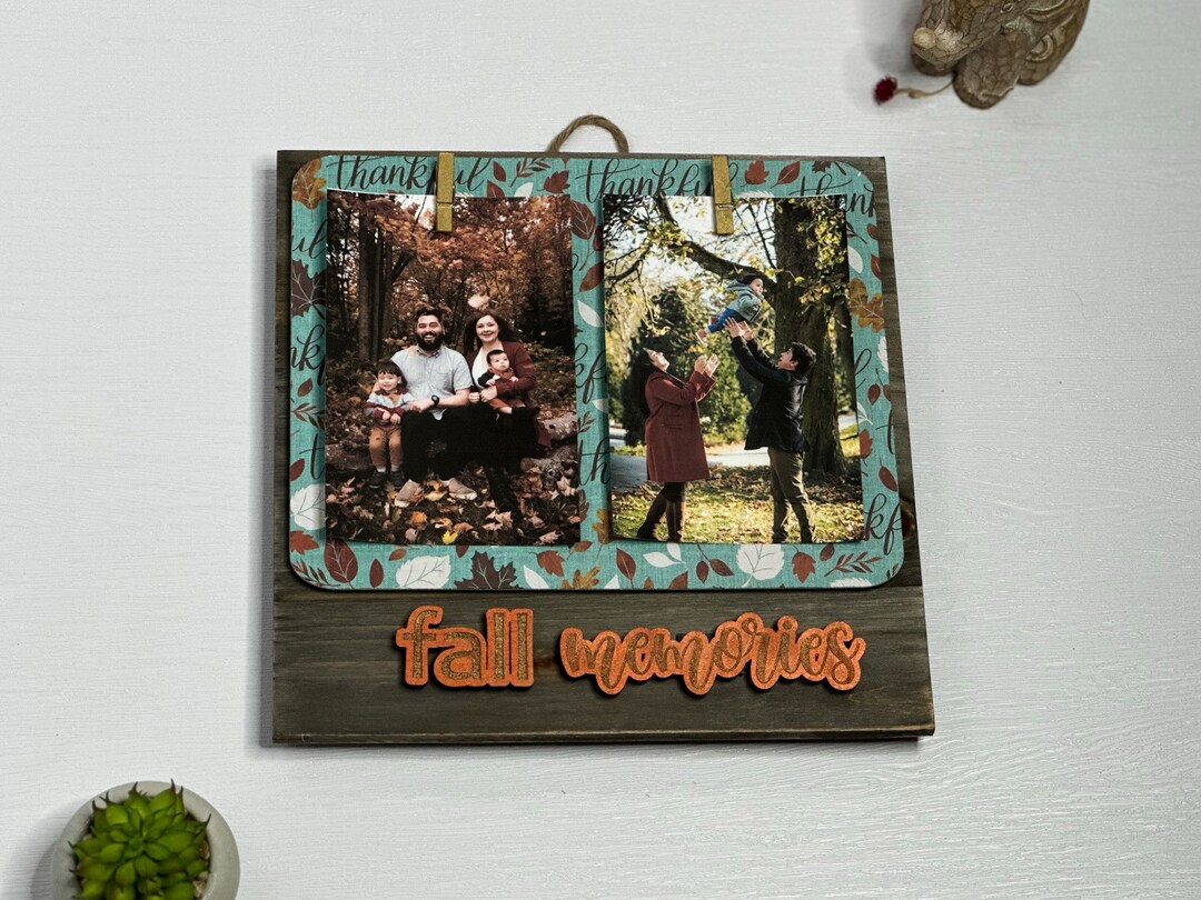 Fall Photo Collage Wood Frame Fall Wall Decor Thankful Fall - Etsy
