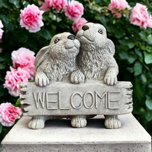 Couple of Rabbits Welcome Figure Front Door Welcome Animals Statue ...