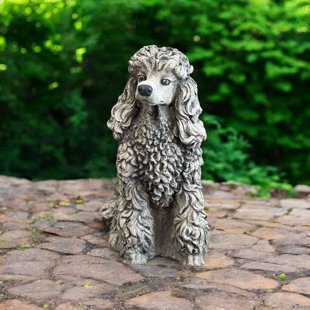 Sitting Poodle Memorial Stone Statue Poodle Dog Outdoor Sculpture Pet ...