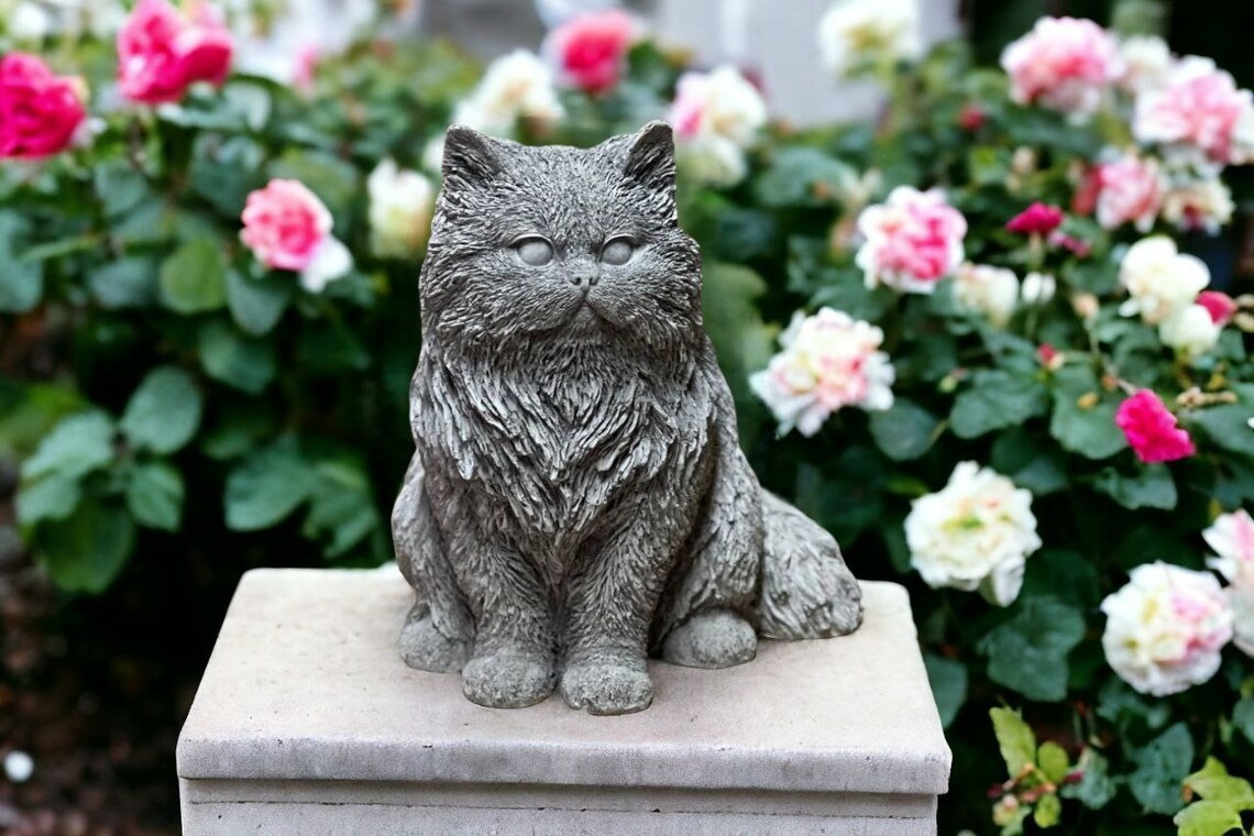 Himalayan Cat Concrete Sitting Kitten Statue Cat Lovers Gift Sculpture ...