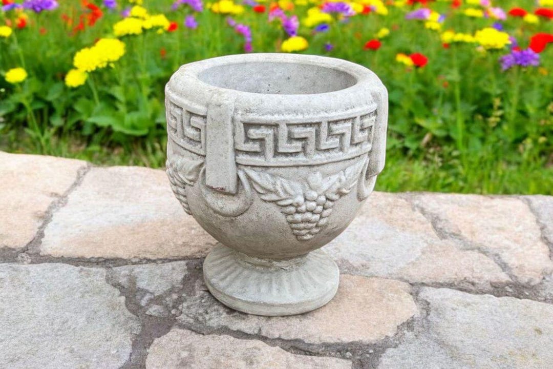 Urn With Grapes Statue Greek Flowers Planter Sculpture Water Bowl ...