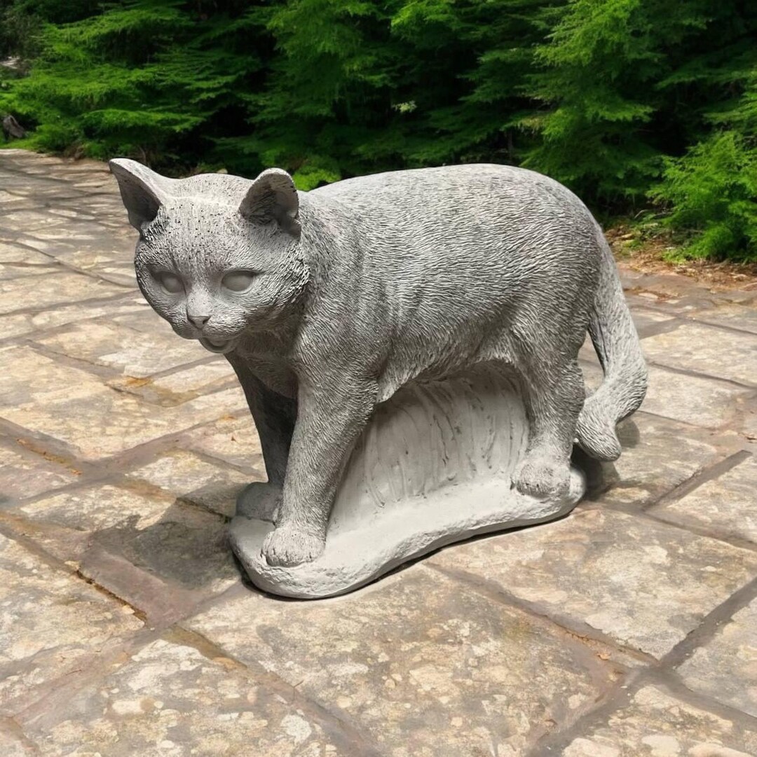 Stalking Kitten Massive Statue Concrete Cat Sculpture Standing Cat ...