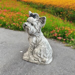 Detailed Yorkie Dog Statue Sitting Yorkie With Bow in Hair Sculpture ...