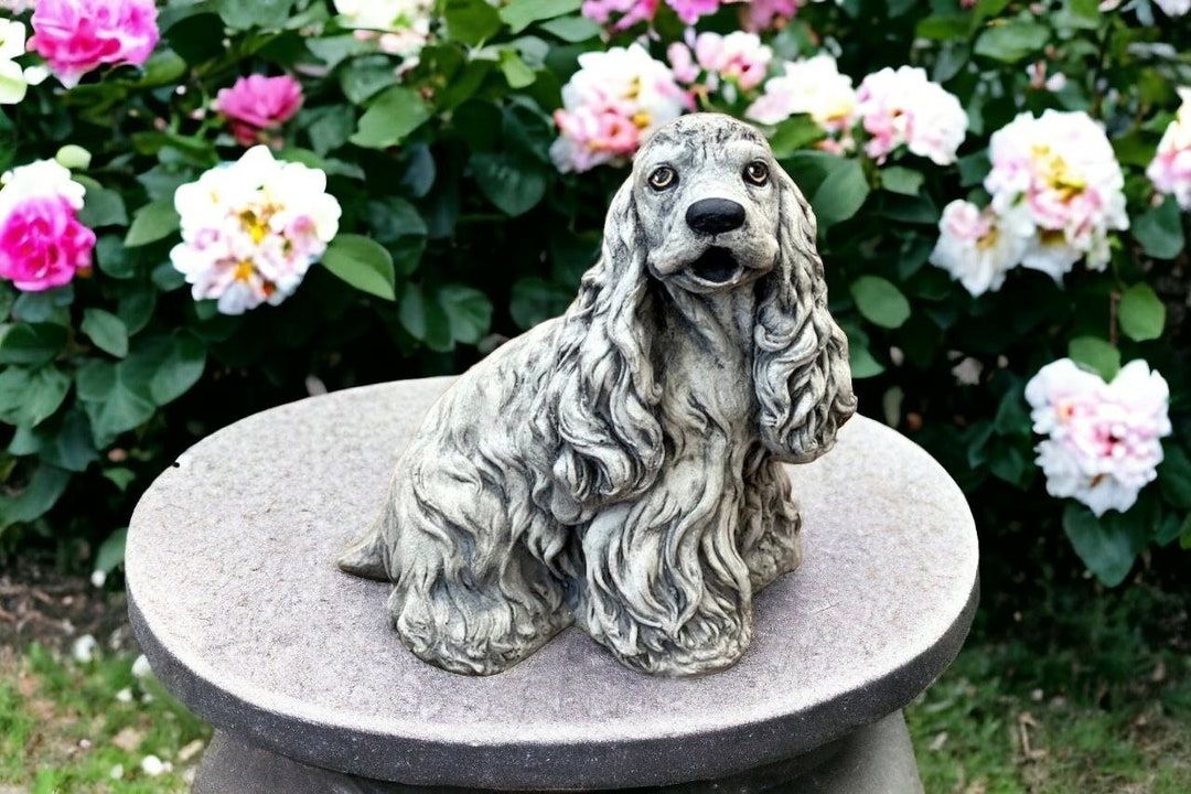 Sitting Cocker Spaniel Dog Statue Concrete Cocker Spaniel Puppy Figure ...
