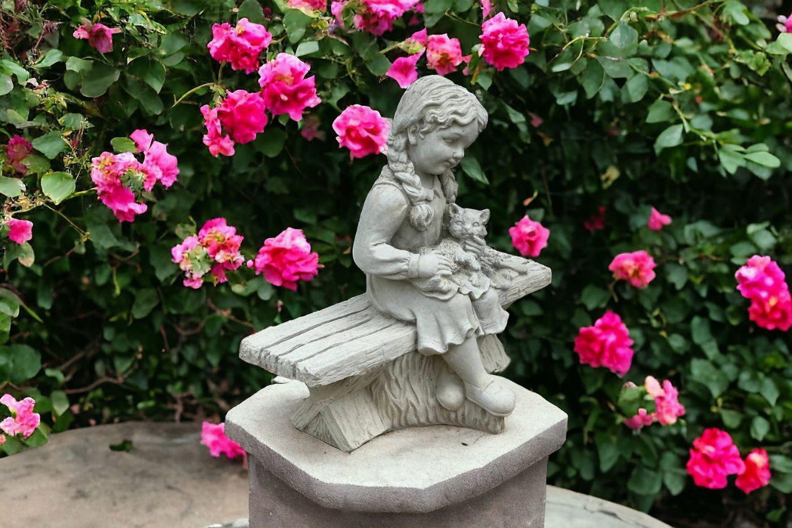 Jump Rope Jenny Statue Girl Sitting on Bench Sculpture Outdoor Gardeb ...