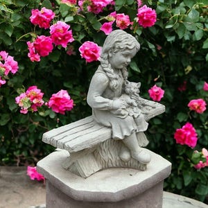 Jump Rope Jenny Statue Girl Sitting on Bench Sculpture Outdoor Gardeb ...