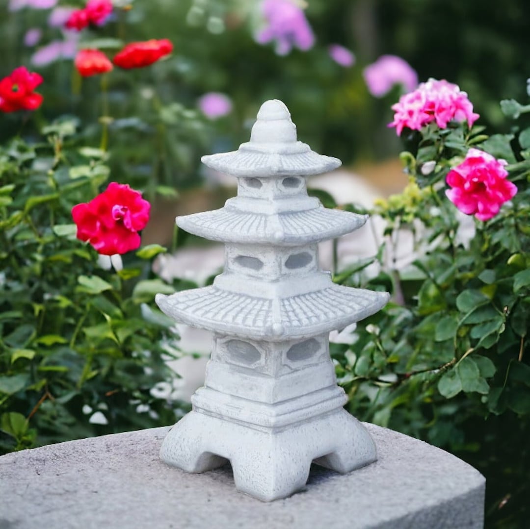 Solid Yard Pagoda Sculpture Japanese Oriental Lantern Figurine Zen ...