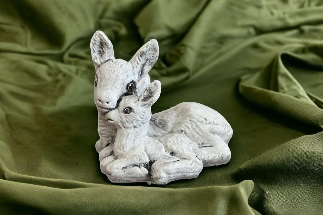 Fawn Friends Laying Statue Mom and Baby Deer Sleeping Figure - Etsy