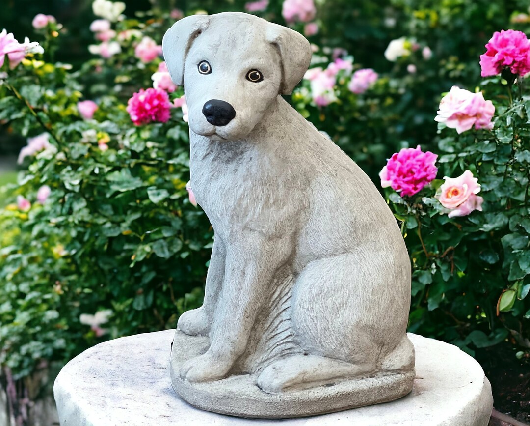 Sitting Labrador Dog Statue Concrete Labrador Figure Outdoor Dog ...