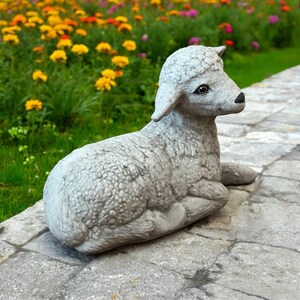 Resting Lamb Figure Laying Lamb Statue Concrete Lamb Farmhouse Sheep ...