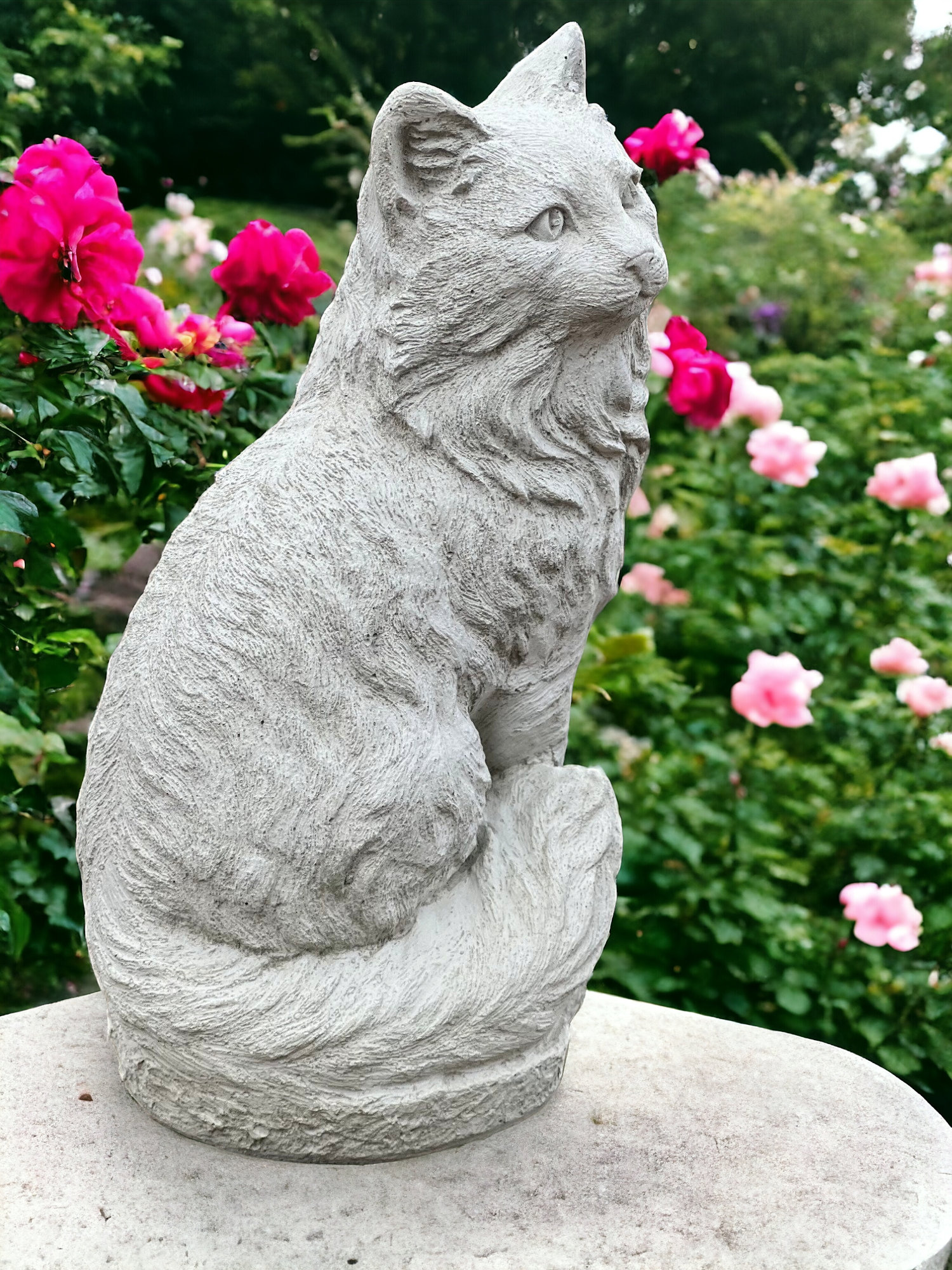 Looking up Cat Outdoor Sculpture Realistic Kitten Garden Statue ...