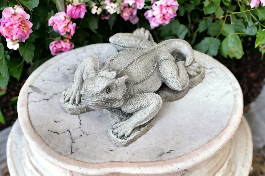 Concrete Lizard Statue Wild Animal Figure Outdoor Backyard Sculpture ...
