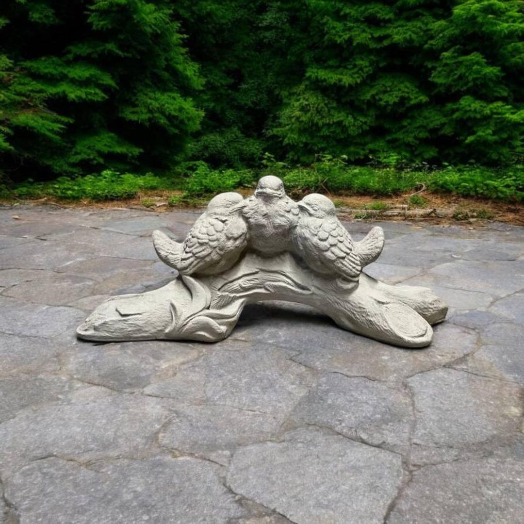 Three Birds Sitting on Branch Statue Stone Garden Birds Decoration ...