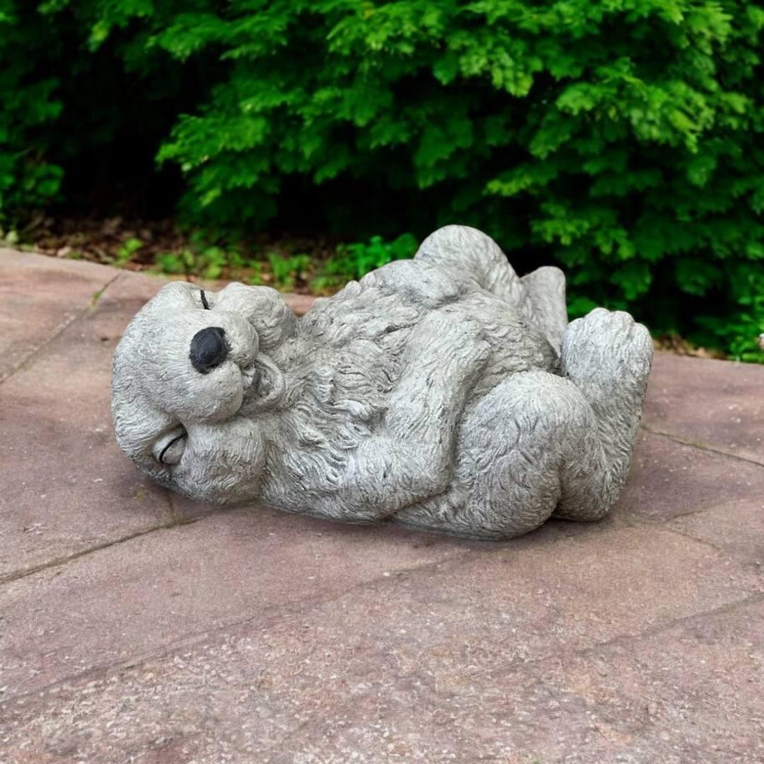 Concrete Laying Rabbit Statue Bunny Sleeping on Back Figurine Giggling ...