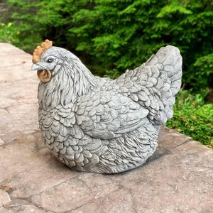 Pained Farm Chicken Statue Concrete Hen Chicken Massive Figurine ...